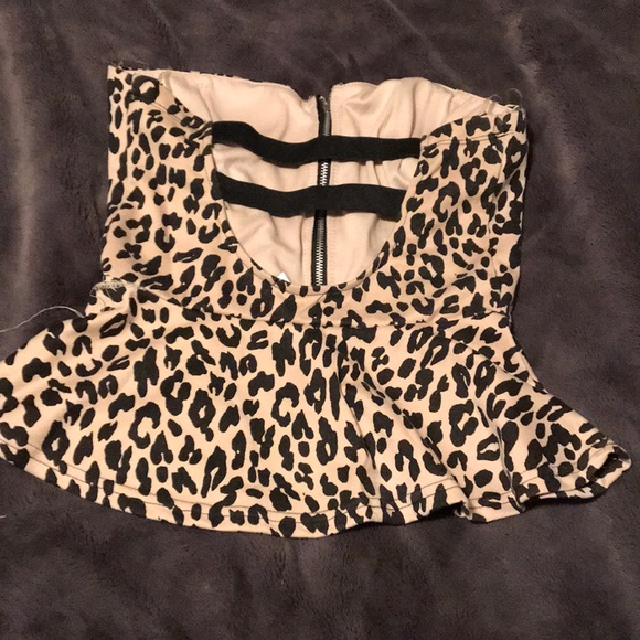 Tops | Peplum Leopard Tube Top | Poshmark